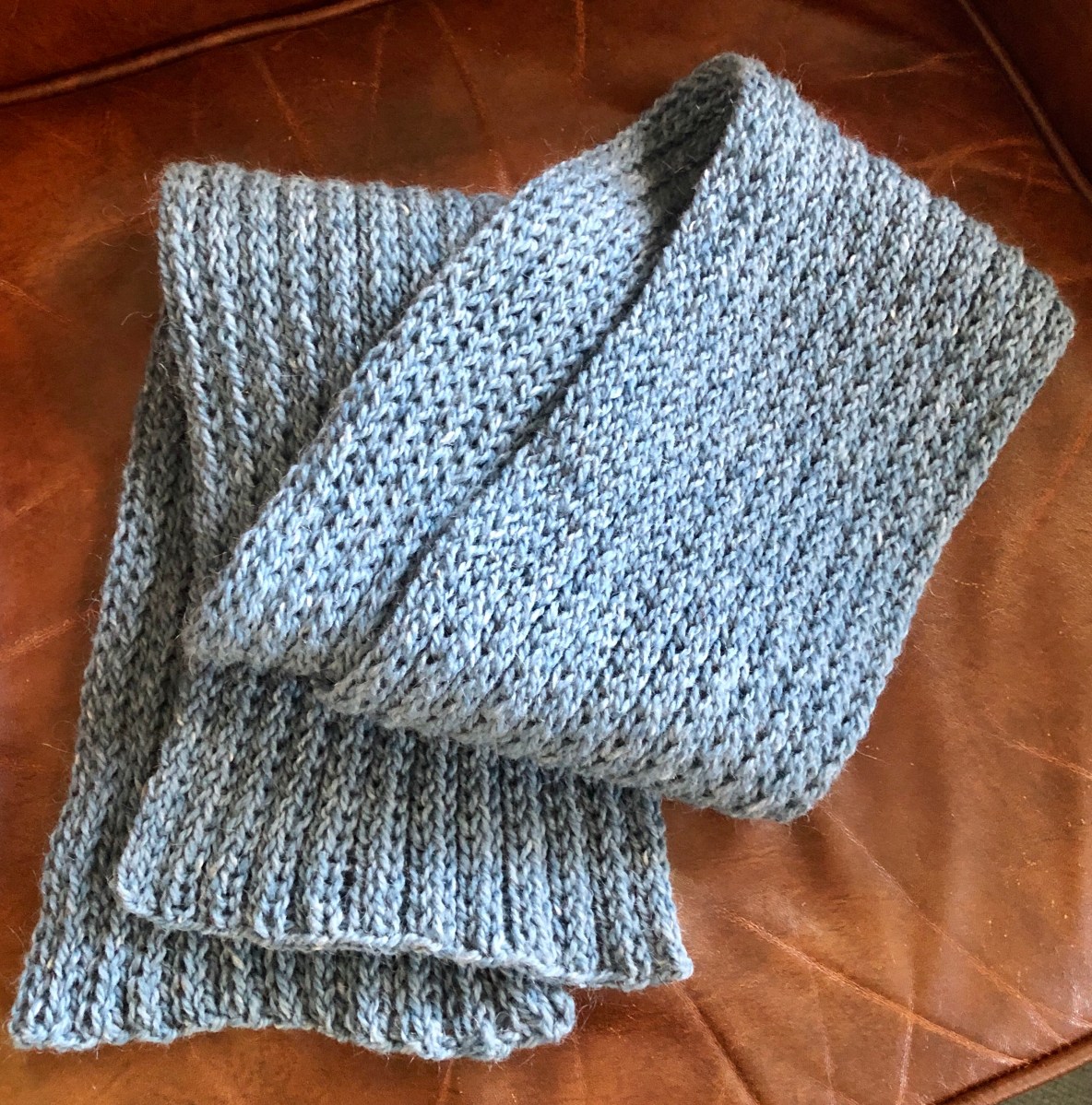 Peace fleece blue scarf – NoNeedleKnitting.com